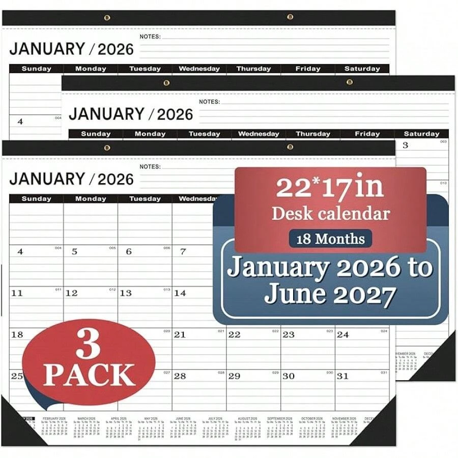 Desk Calendar 2025-2026 Large 22 X17 (October 2025-March 2027) 2025 ...