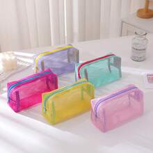 2pcs Mesh Makeup Bag, Zippered Mesh Nylon Storage Pouch, Cute Bright ...