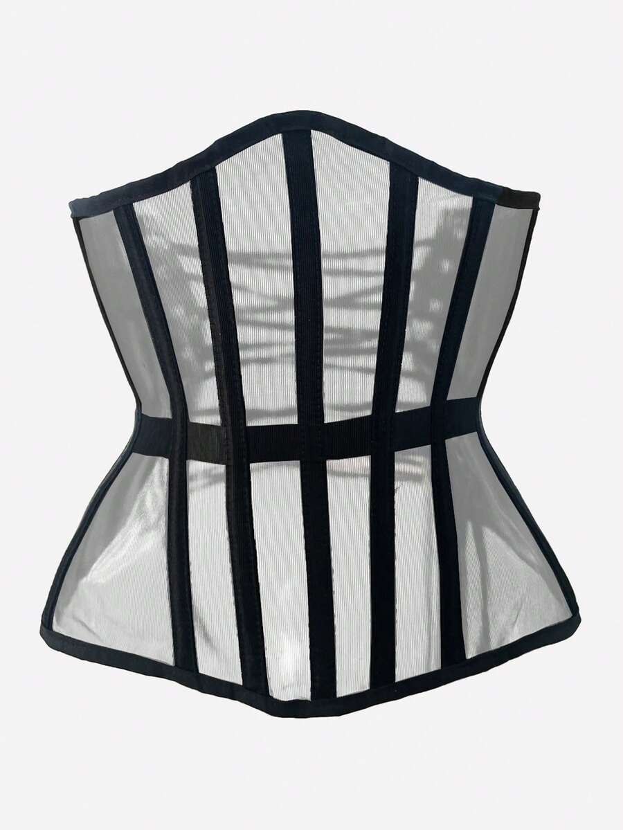 1pc Mesh Waist Trainer For Women Underbust Corset Belt Body Shaper Lace ...
