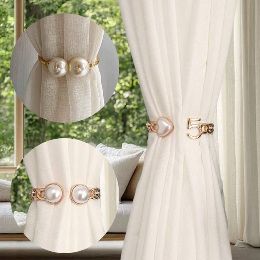 1pcs New Modern Simple Nordic Light Luxury Number 5 Pearl Curtain ...