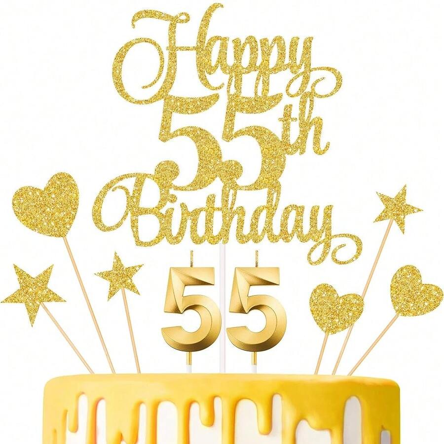 55th Birthday Cake Decorations, 55th Birthday Candles Cake Numeral ...