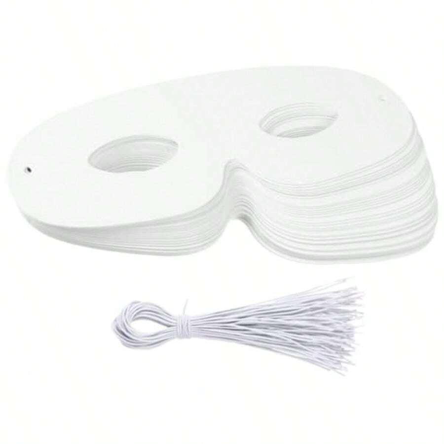 120pcs White Paper Eye Masks DIY Blank Plain Masquerade Masks To ...