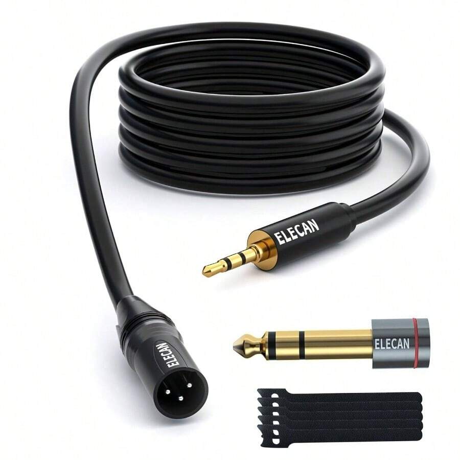 3.5mm 18 Inch TRS To XLR 15 Ft Male To Male - Balanced Shielded 3 Pin ...