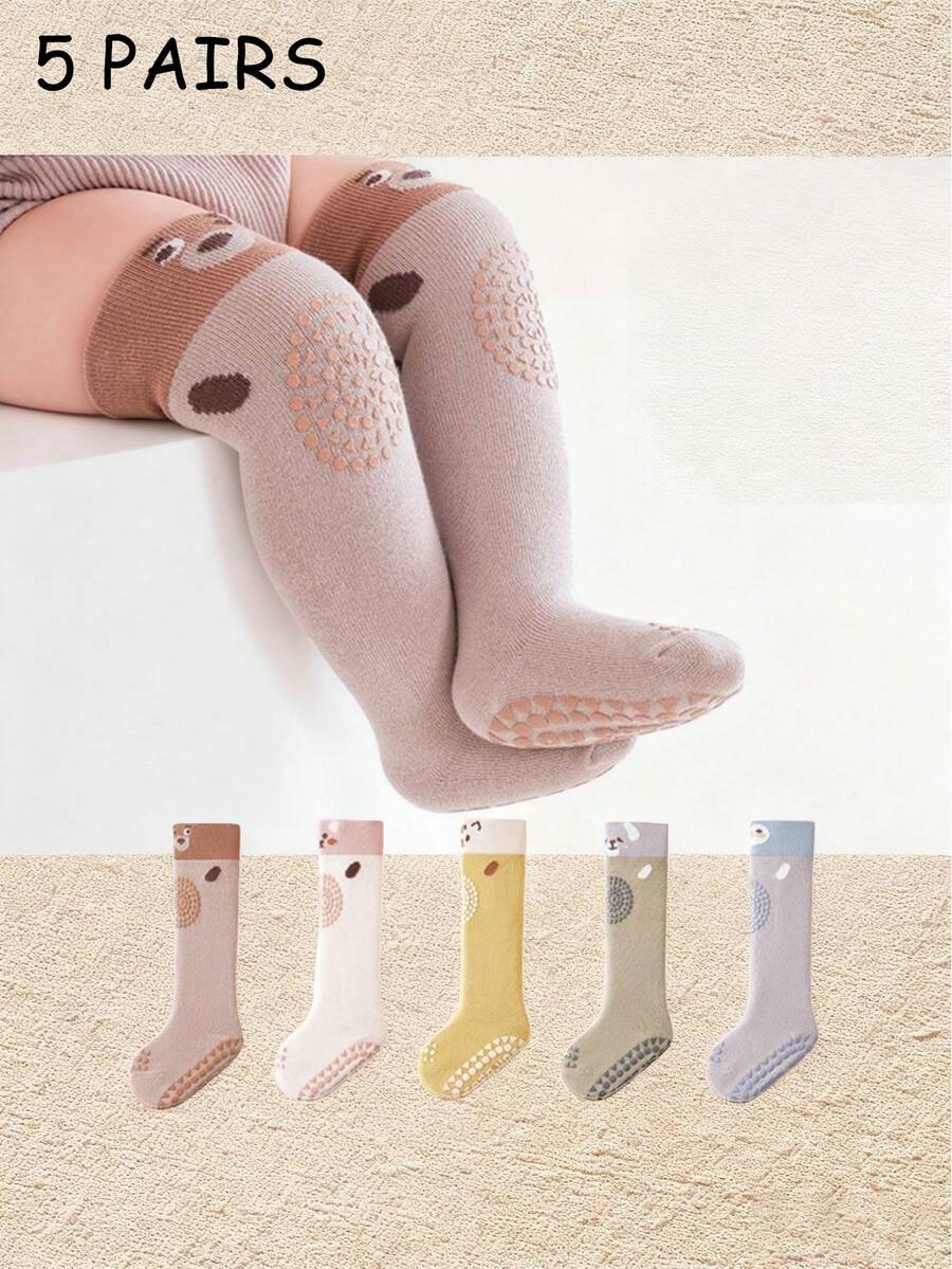 5 Pairs Of Baby Socks, Cartoon Patterned Knee Socks For Newborns And ...
