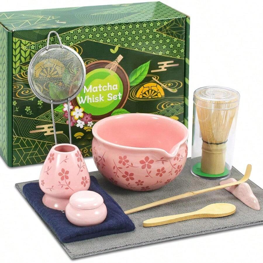 CCVB Matcha Whisk Set PinkCute Ceramic Matcha Kit Includes Matcha Bowl ...
