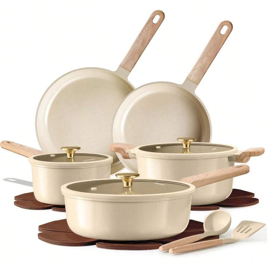 14Pcs Pots And Pans Set Non Stick Ceramic Cookware Set Kitchen Cooking ...