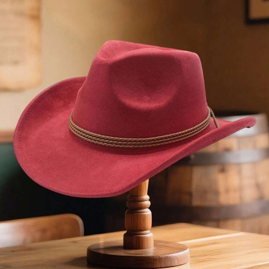 Felt Cowgirl Hat Stylish Decorative Band Western Hat Wide Brim Jazz Cap ...