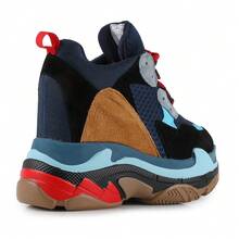 Women's Color And Elevated Fashion Wedge Platform Sneakers Blue Casual ...