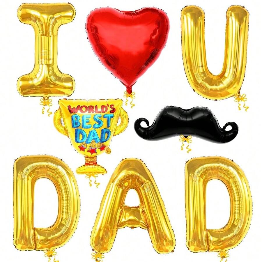 , Fathers Day Balloons With Mustach - Giant 32 Inch, Pack Of 8 | Gold I ...