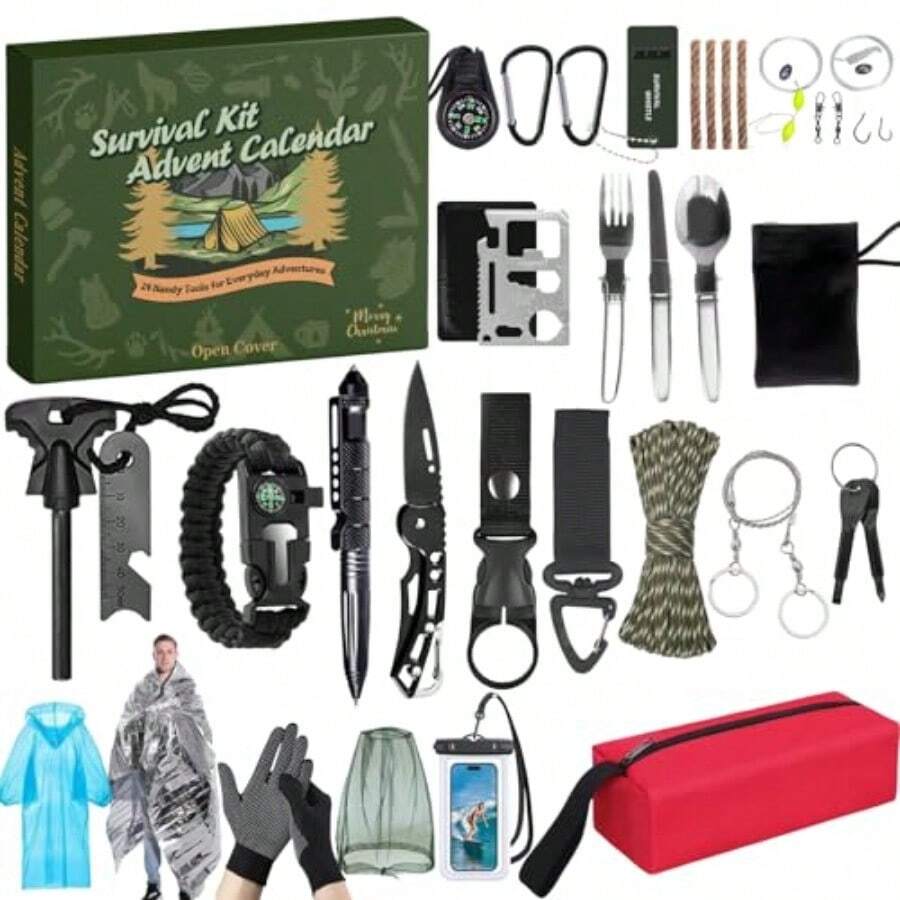 2025Survival Kit Advent Calendar For Men 2025 24-Day Christmas ...