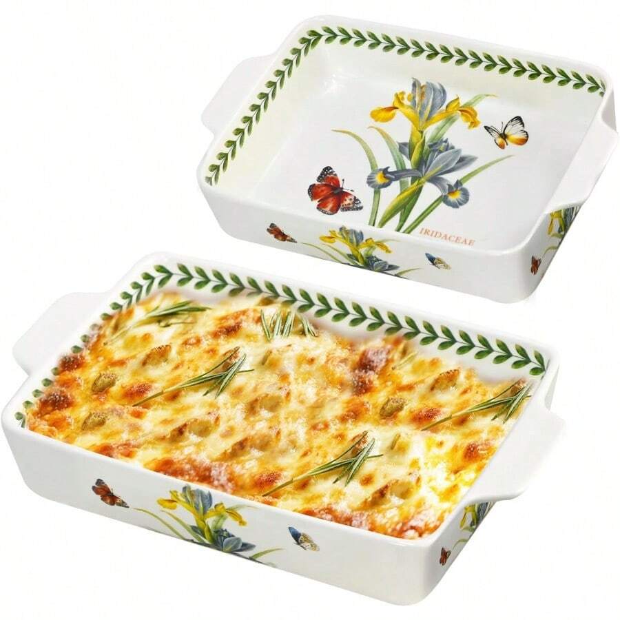 Ceramic Casserole Dish For Oven With Floral Design Large Baking Dish ...