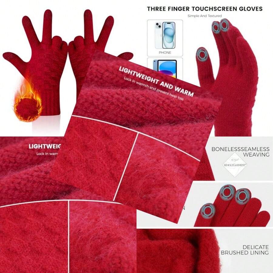 Winter Gloves For Women Thermal Knit Elastic Soft Warm Touch Screen ...