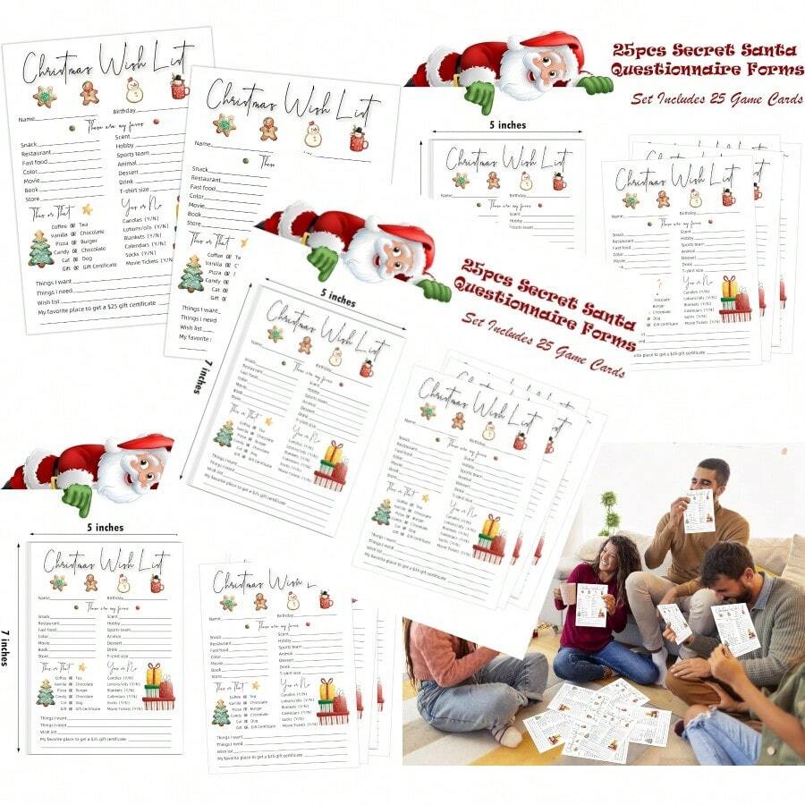 Secret Santa Questionnaire Christmas Wish List Gift Exchange For ...