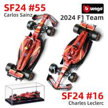 Burago 1/43 2024 F1 Ferrari SF24 #16 Charles Leclerc #55 Carlos Sainz mit Helm Formel 1 ...