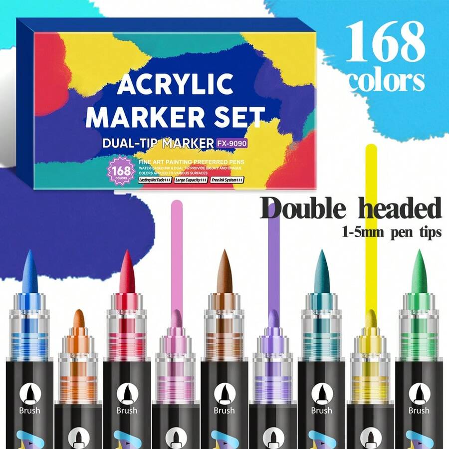 12/24/36/48/60/72/120/168pcs Acrylic Marker Pen Set, Dual Tip Direct ...