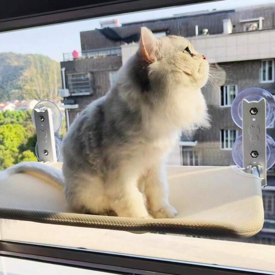 Cat Hammock FoldableBreathable Mesh Cat Window Perch Bed Steel Frame ...