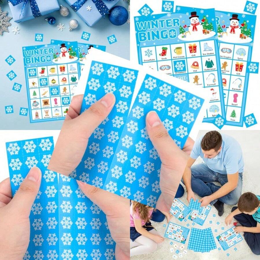 24 Players Winter Bingo Game Cards For Winter Party Christmas Classroom ...