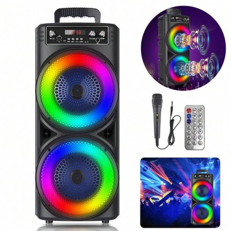 6000W Portable Bluetooth Speaker Sub Woofer Heavy Bass Sound System ...