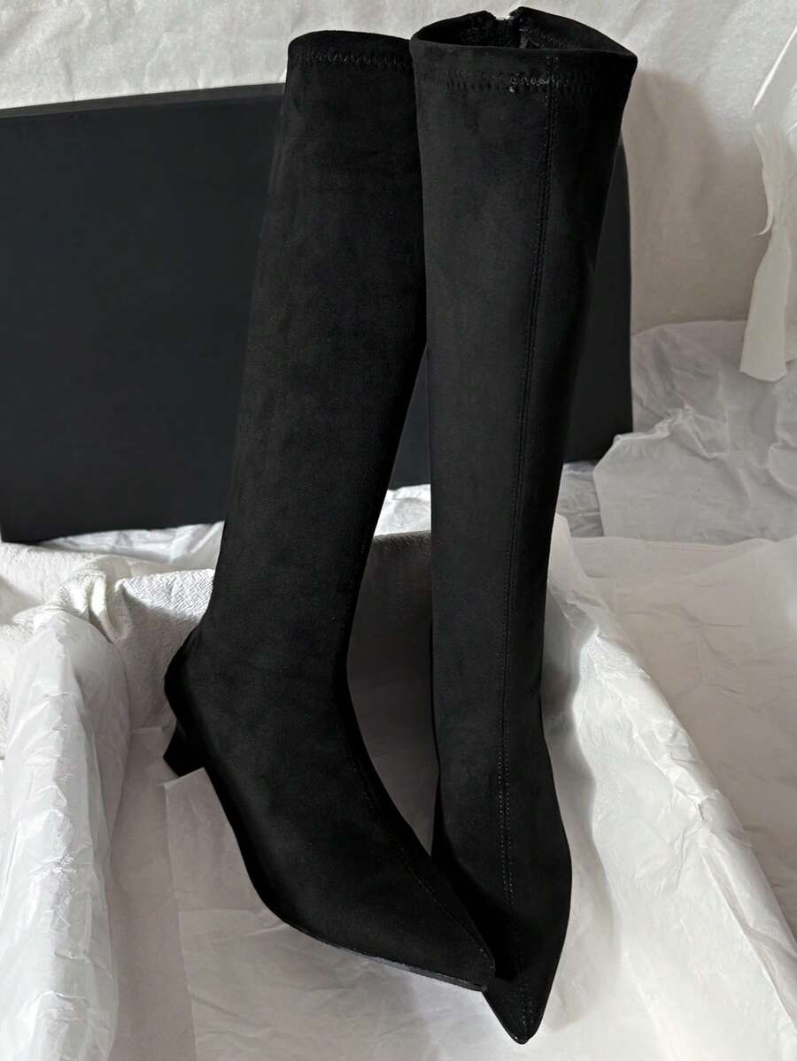 Botas altas de montar de tacón grueso, ajuste francés y delgado para ...