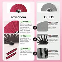 Abanico plegable grande con brillo de 13 pulgadas, con funda, para ...