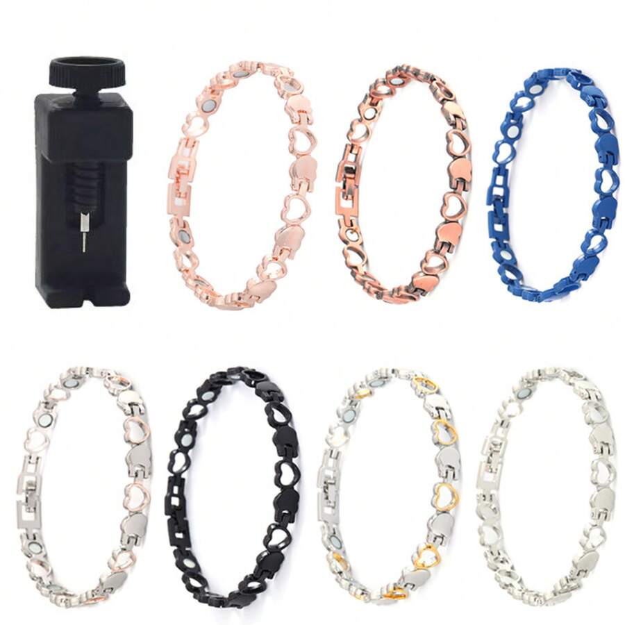 Heart-Shaped Full Magnetic Stone Peach Heart Bracelet Simple Fashion ...