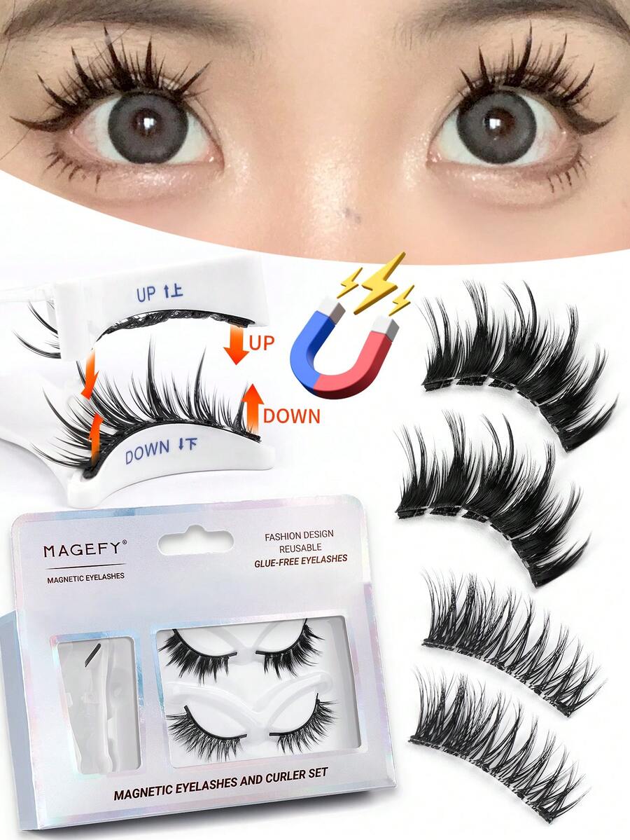 MAGEFY 2 Pairs/Set Reusable Magnetic Eyelashes, Natural Look, Comes ...