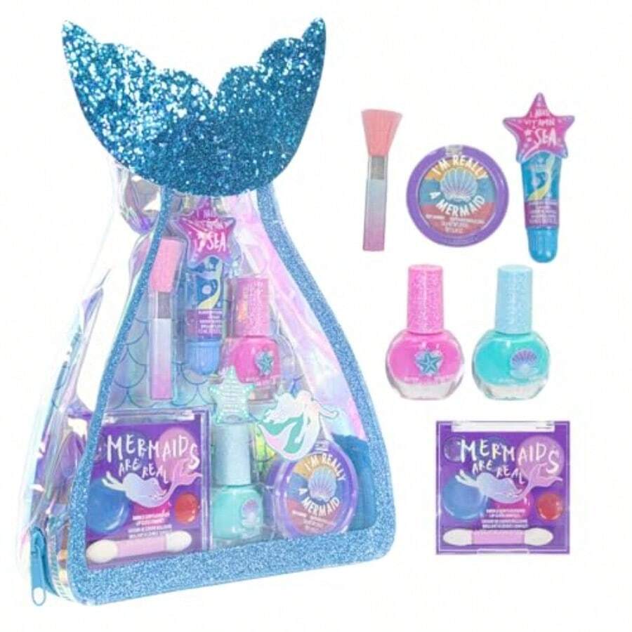 Townley Girl Mermaid Vibes Makeup Set With 8 Pieces Including Lip Gloss ...