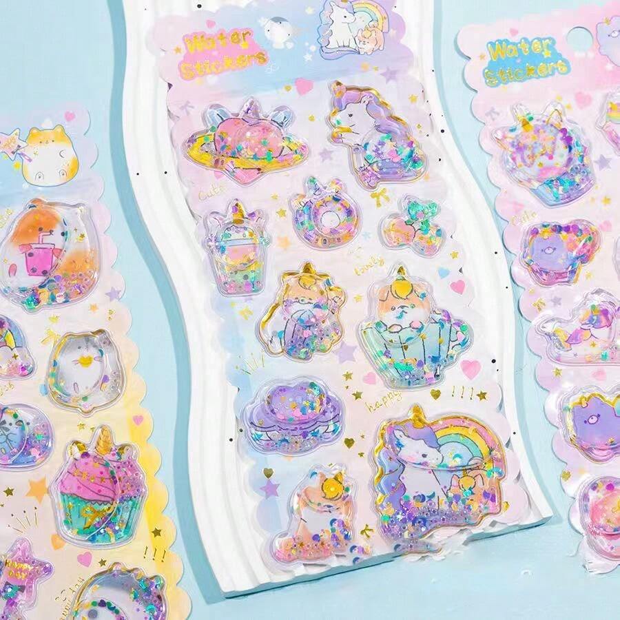 YTDN Dreamlike 3D Stereoscopic Water-Filled Decorative Stickers, Suitable For Scrapbooking ...