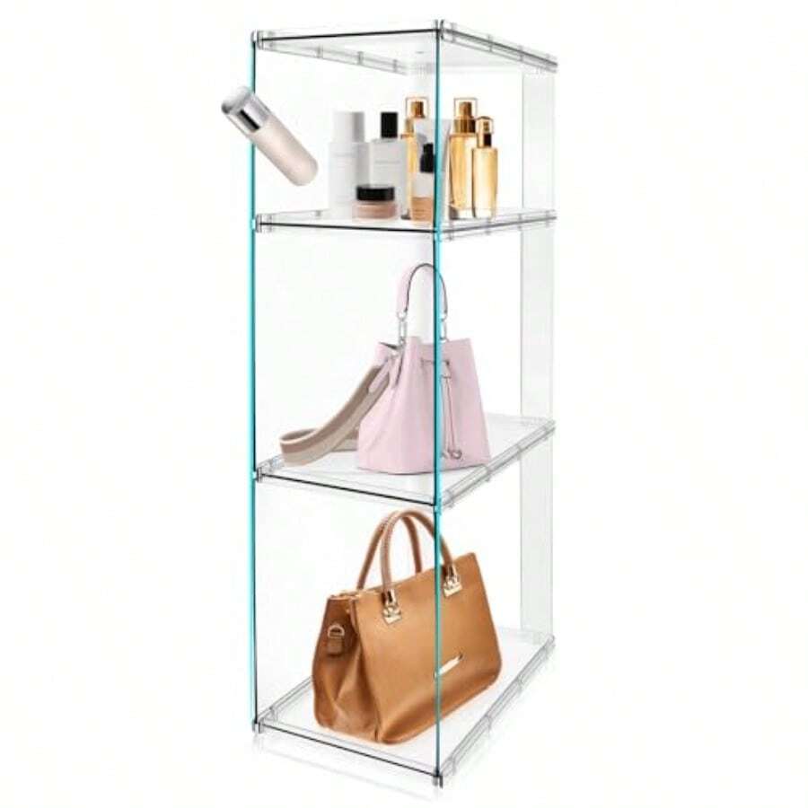 3 Pack Handbag Acrylic Display Case Stackable Easy Access Open Front ...