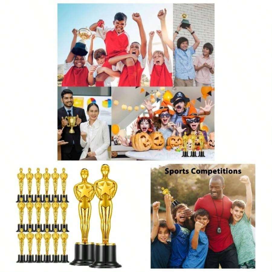 24 Pcs Gold Award Trophies, Trophy Party Favors Celebrations, Classroom ...