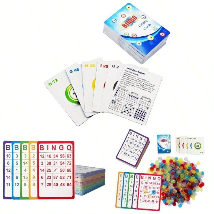 Complete Bingo Game Set - Bingo Cards, 1000 Chips And Deck Of Calling ...