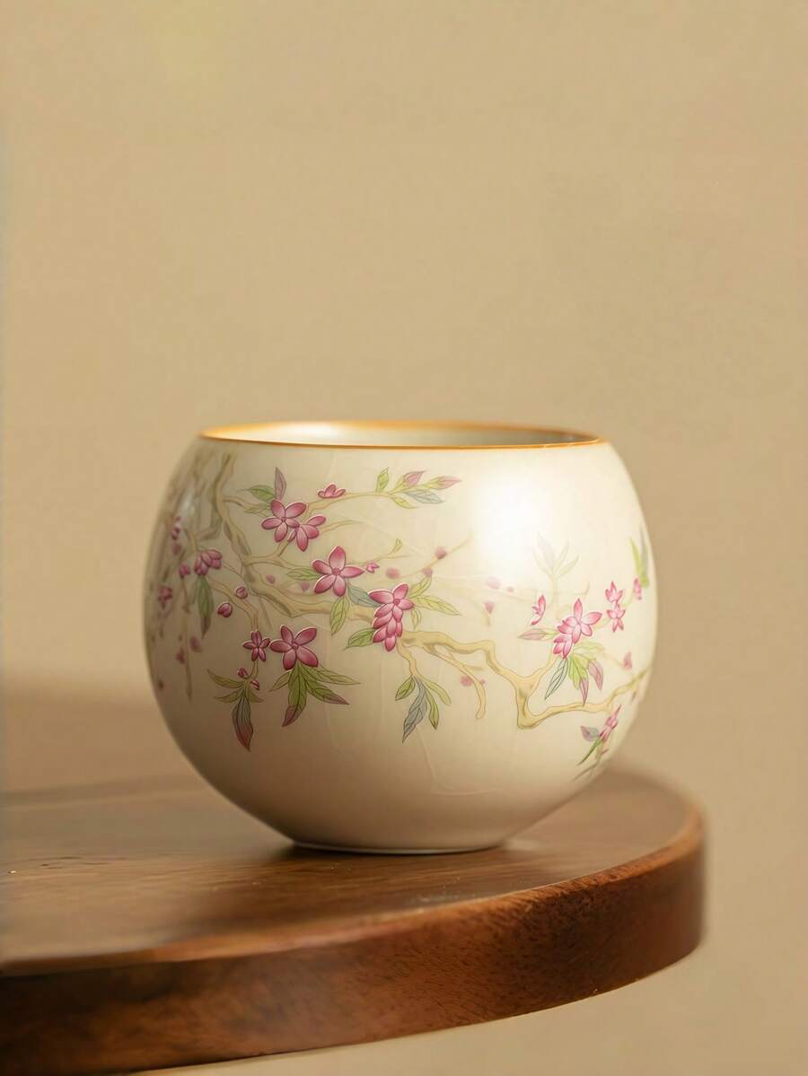 Ru Kiln Peach Blossom Teacup, Ceramic Tea Set Single Cup, Dragon Egg Cup, Home & Office Gongfu ...
