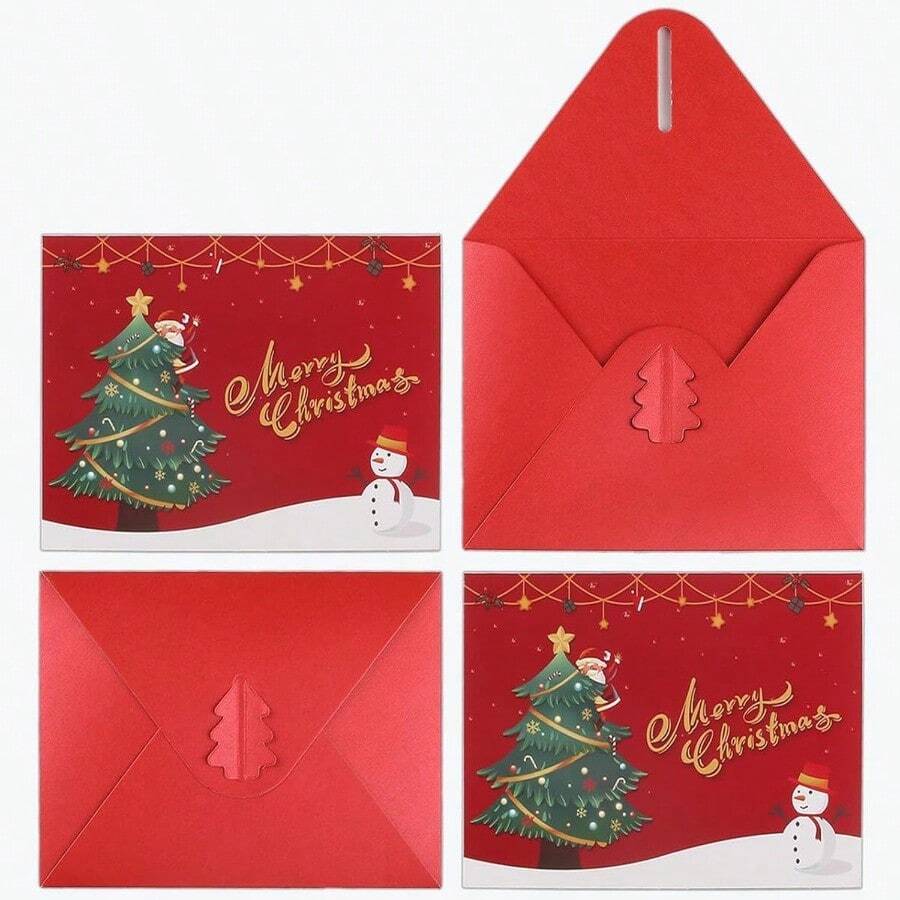 25 Pack 4 X6 Red Christmas Envelopes With 25 Pack Christmas Cards And ...