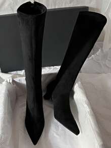 Botas altas de montar de tacón grueso, ajuste francés y delgado para ...