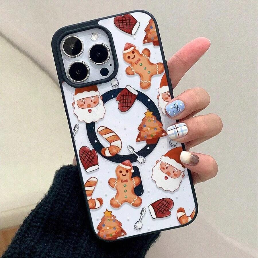 A Simple And Stylish Pink Phone Case With Santa Claus Pattern, Equipped ...