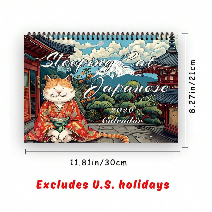 1pc 2026 Calendar, Japanese Cat Theme Calendar - Pet Cats, 12 Different ...