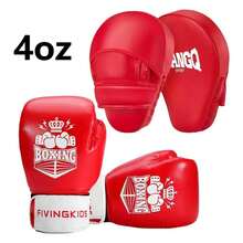 1 Set Red PU Leather Boxing Gloves, Hand Pads, Foot Pads Combo. Martial ...