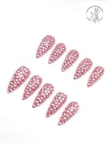 10 Pieces Of Pure Hand-Pressed Wearable Nails, 33mm Long Thin High ...