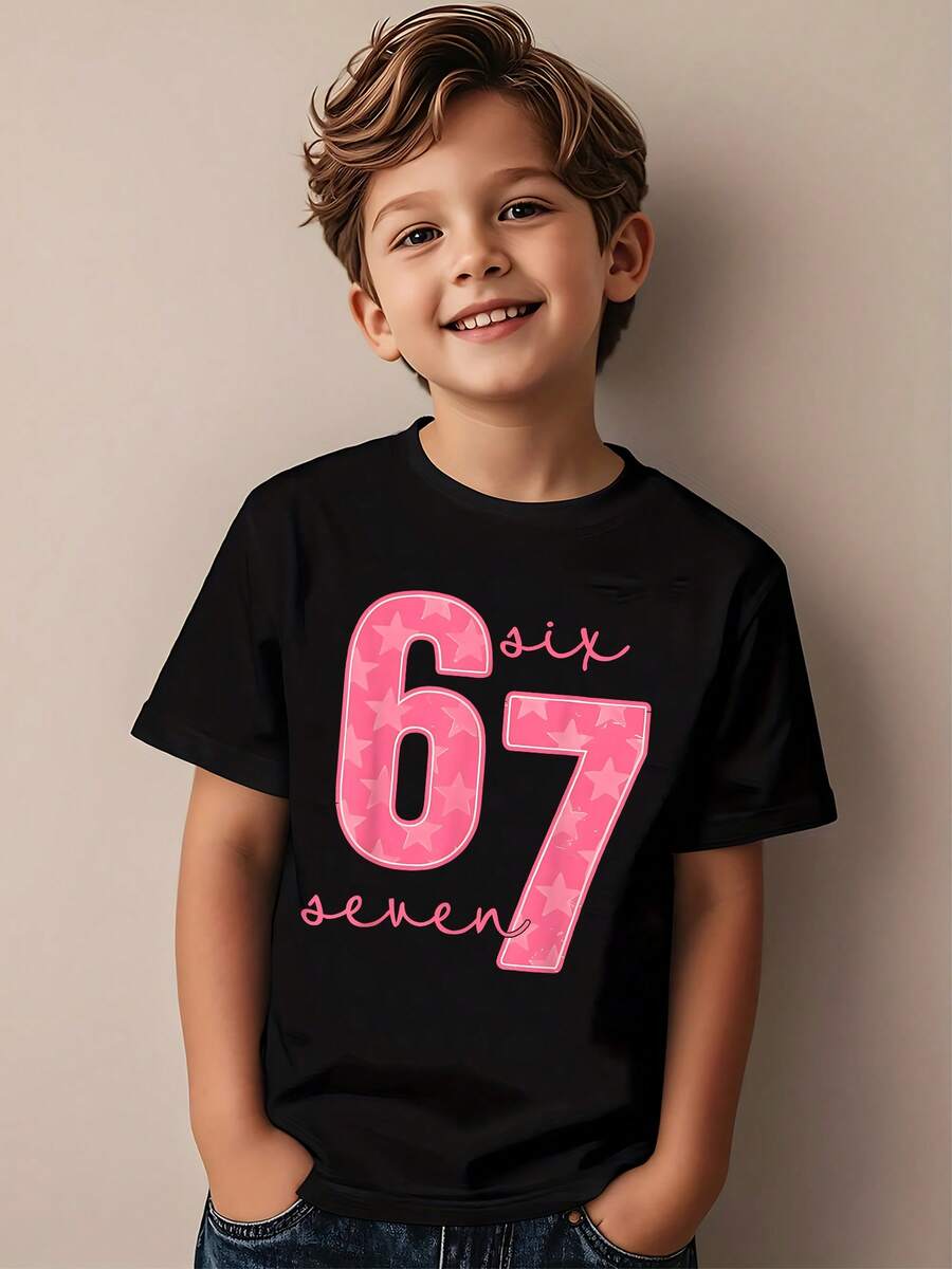 Boys' Digital Meme T-Shirt - 67 Gesture Symbol And White 67 Print ...