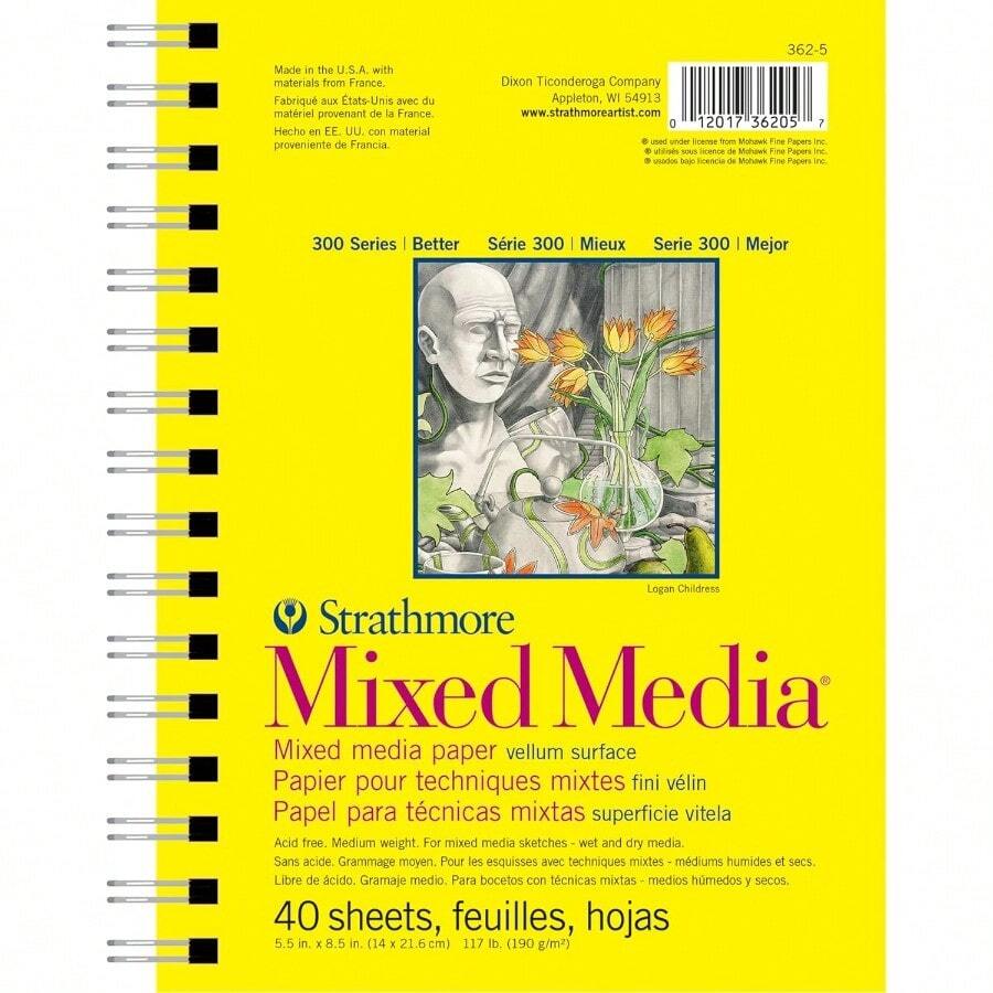 Strathmore 300 Series Mixed Media Paper Pad Side Wire Bound 5.5x8.5 ...