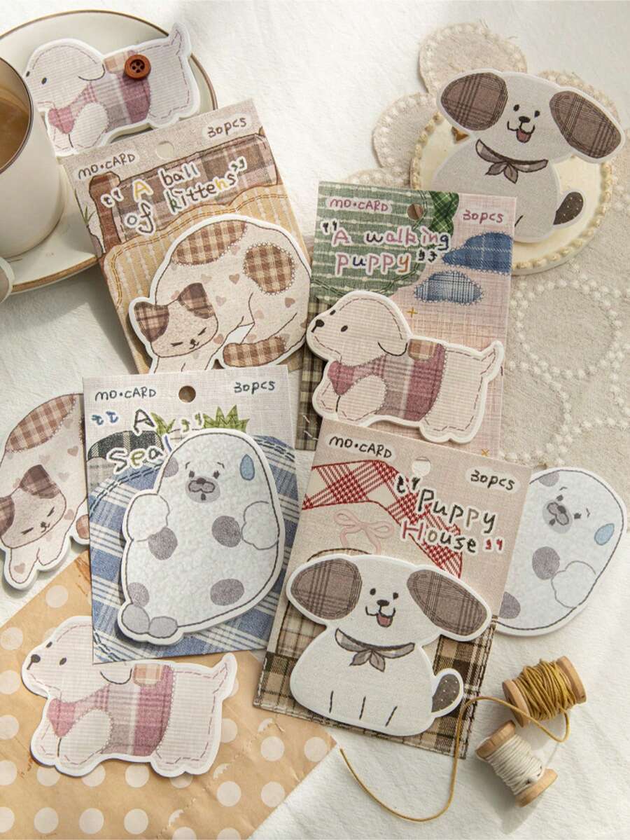White Kraft Paper Memo Pads - Cute Pet Vintage House Series, Decorative ...