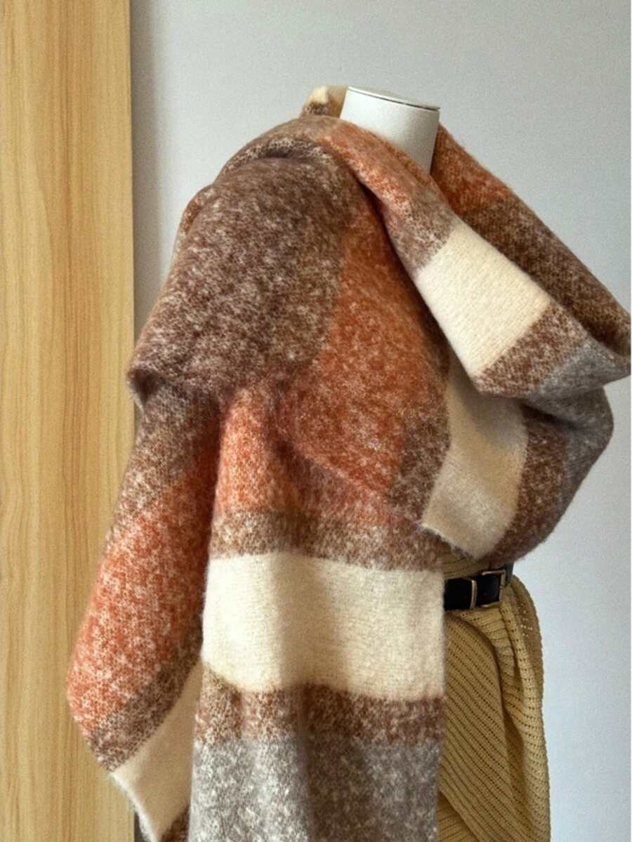 1 Stück warmer kamelbrauner Herbst/Winter Schal mit Quasten für Frauen ...