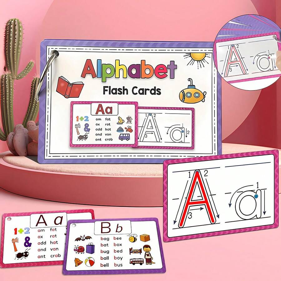 Write And Wipe Alphabet Flash Cards For Kids Ages 3-5, 26 Reusable ...