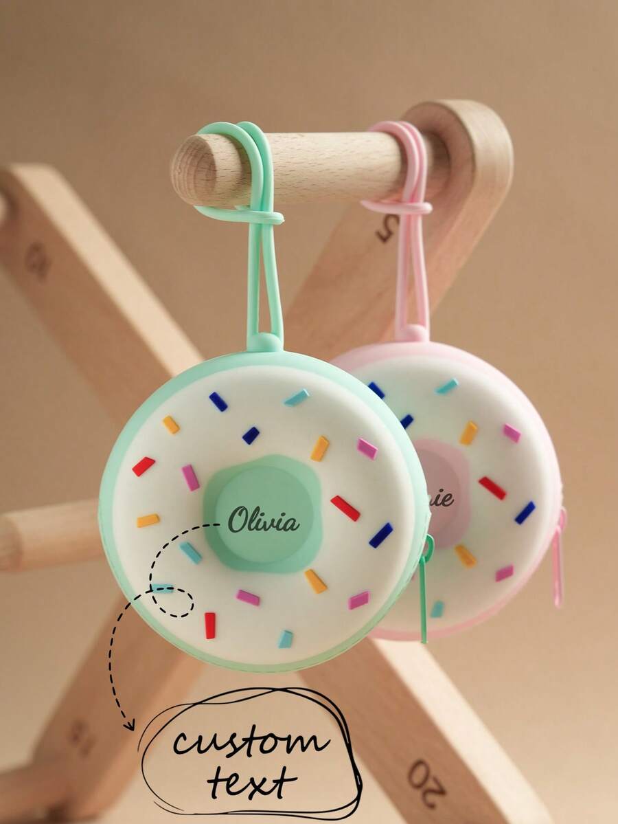 1pc Personalized Customization Name Baby Silicone Pacifier Holder Donut ...