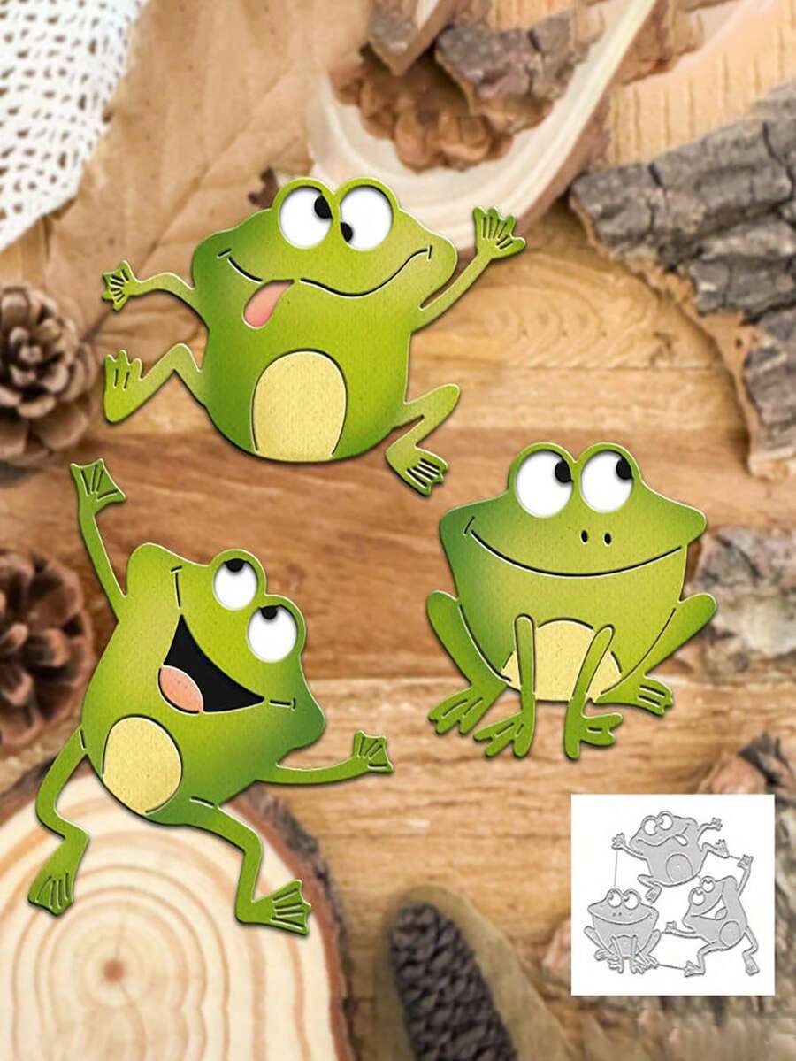 Original Lovely Funny Jumping Happy Pond Frogs Metal Cutting Dies Cut ...