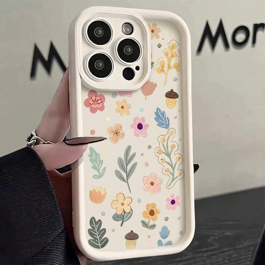 Capinha Capa de Silicone Flores e grama Anti queda e Macia para I P HO ...