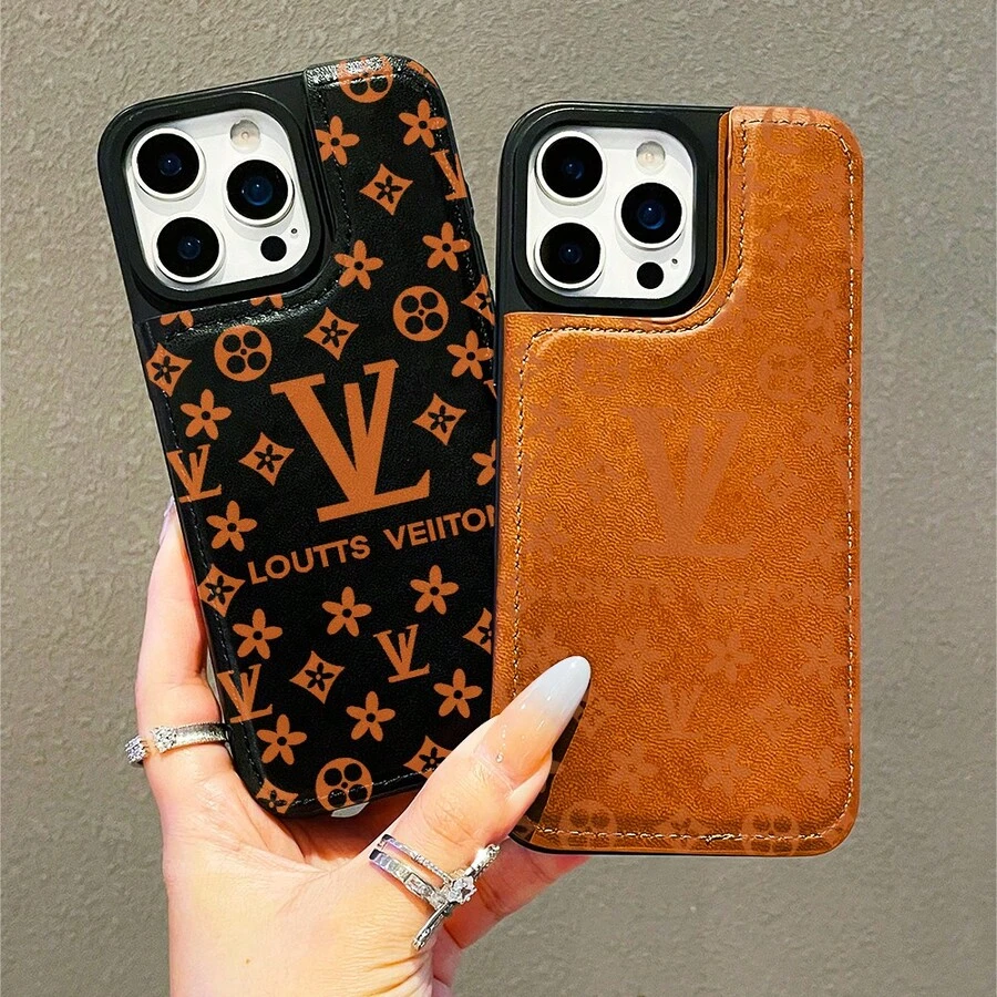 Leather Cardholder Phone Case Featuring Stylish Lettering Patterns ...