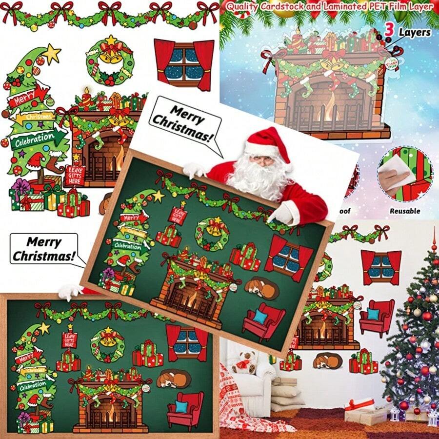 Christmas Bulletin Board Decorations Christmas Tree Fireplace Bulletin ...