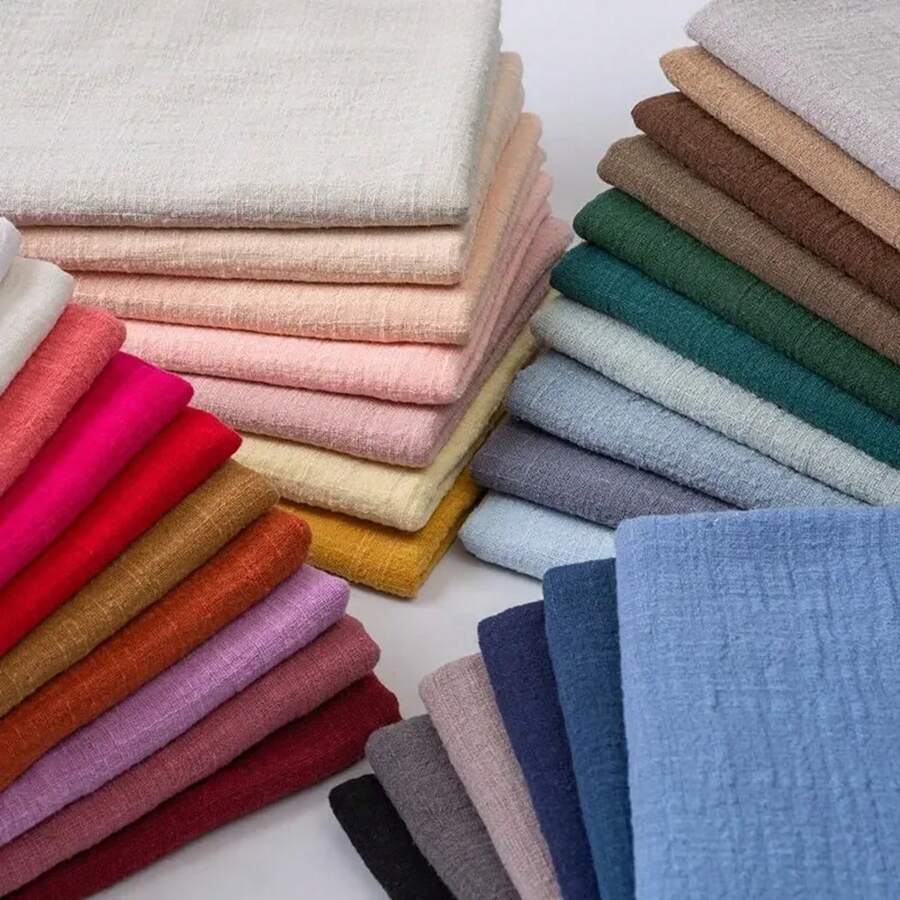 Soft Linen Cotton Fabric Solid Color Organic Material Natural Flax ...
