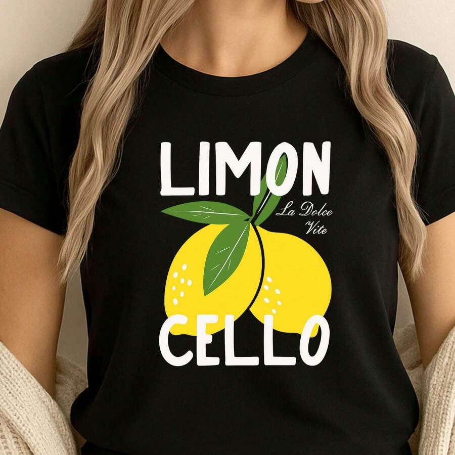 T-Shirt Estampada LIMON CELLO LA DOLCE VITE Camiseta Básica 100% ...